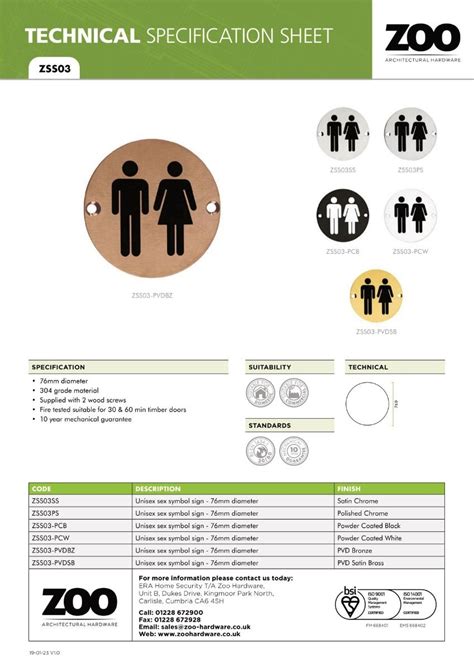 Zoo Hardware Zss03 Pcb Sex Symbol Unisex 76mm Dia Powder Coated Zoo Hardware Zss03 Pcb Sex Symbol Unisex 76mm Dia Powder Coated