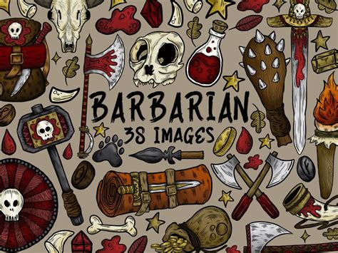 Barbarian Class Clipart Set Tabletop Rpg Printable Etsy