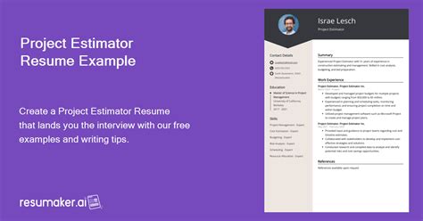 Project Estimator Resume Examples Template And 20 Tips