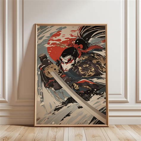 Samurai Warrior Ukiyo E Art Print Ronin With Katana
