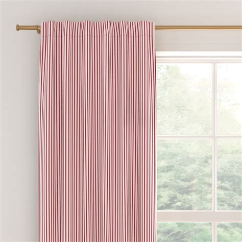 Printed Linen Curtain Red Classic Ticking Stripe 50 X 84 Red In