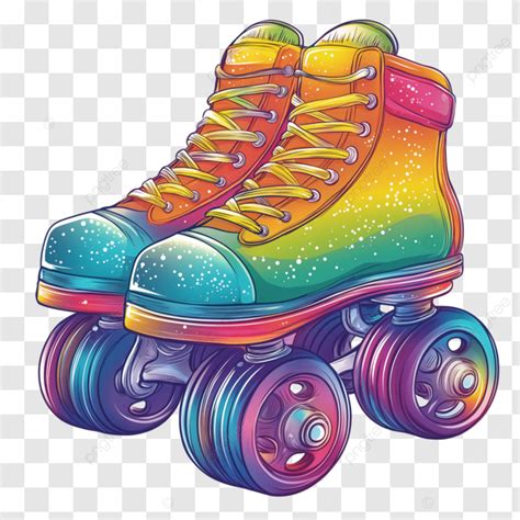 Rainbow Roller Skates Clipart Illustration Rainbow Roller Skates Colorful Quad Skates Vintage