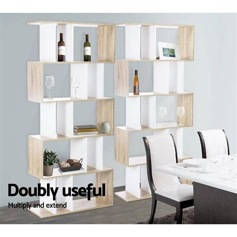 Artiss Bookshelf 5 Tiers Rita White And Oak Click Shop Au