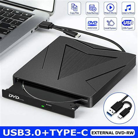 Lector Cddvd Externo Usb 30tipo C Doble Interfaz Negro Walmart En