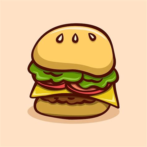 Premium Vector A Cartoon Drawing Of A Burger With A Bun