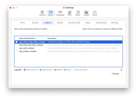 Mamp Pro Macos Documentation Settings Server Nginx