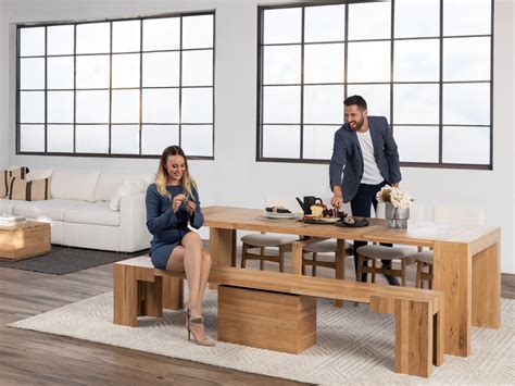 Extendable Dining Table Set With Bench And Chairs Transformer Table