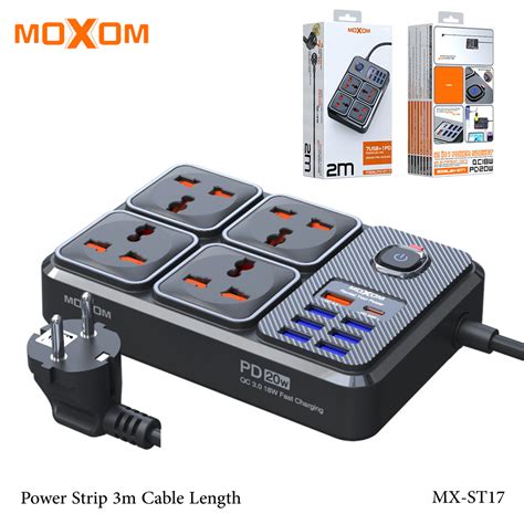 Moxom Mx St17 12in1 Power Strip 3m Cable Length Tezkarshop Official