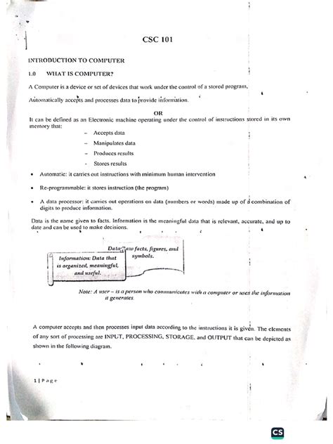 csc 101 lecture note pdf