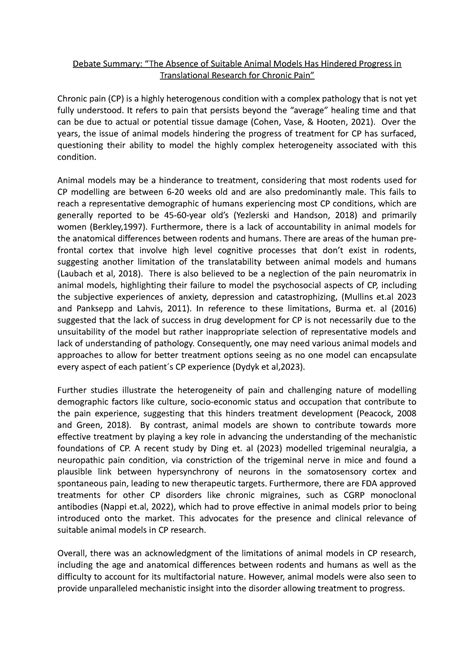 Debate Summary Notes Debate Summary “the Absence Of Suitable