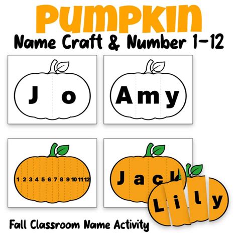 Editable Pumpkin Name Craft And Number 1 12 Fall Classroom Name Activity