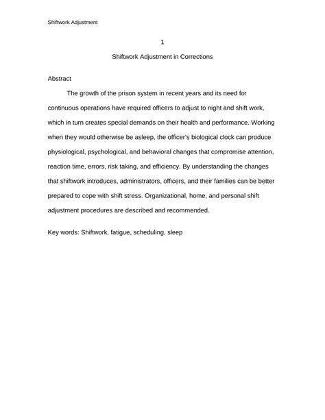 Pdf Shift Work And Correctional Officers Effects And Strategies For