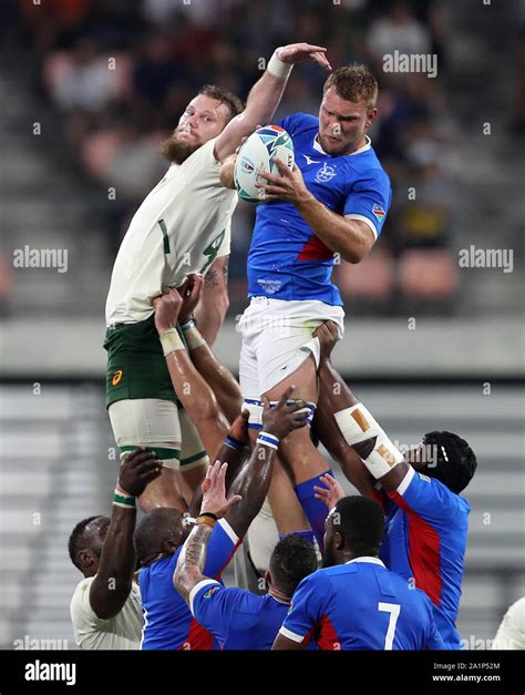 Namibias Johan Retief Wins A Lineout During The 2019 Rugby World Cup Match At The City Of