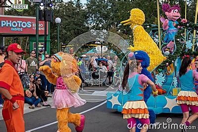 Rosita Grover And Big Bird With Dancers In Sesame Steet Party Parade