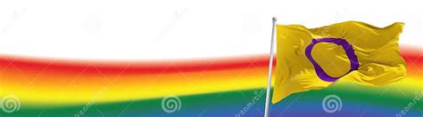 Intersex Pride Flag Waving At Colorful Background Freedom And Love Activism Community Concept
