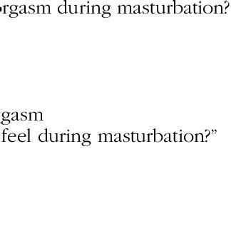 Orgasm And Satisfaction Of Masturbation N 3373 N Download Table