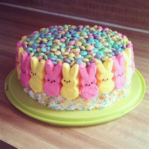 Easter Cake With Peeps Bunnies