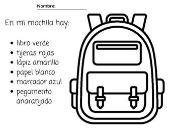 En Mi Mochila Color Cut Paste By Ms Castillos Clase Tpt