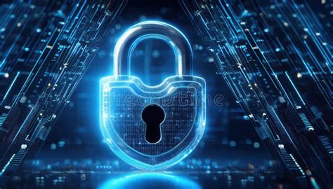 Illuminated Cyber Lock In Dark Room With Matrix Design And Close Up