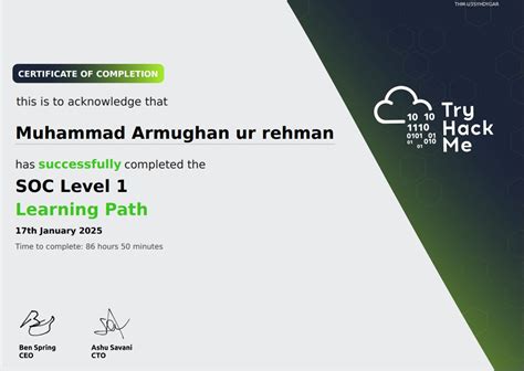 Cybersecurity Soc Socanalyst Cyberskills Tryhackme Learning Securityoperations Muhammad