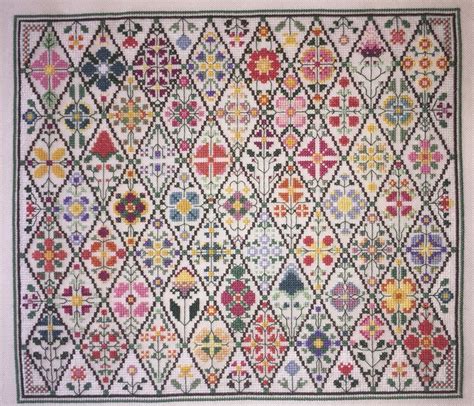 Lakeside Needlecraft Flower Diamonds Design Pdf Cross Stitch Chart