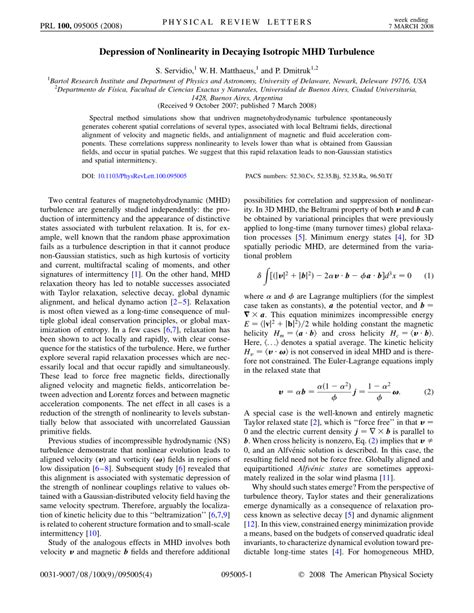 Pdf Depression Of Nonlinearity In Decaying Isotropic Mhd Turbulence