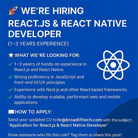 Hiring Reactdeveloper Reactnative Kolkatajobs Techjobs Soumick