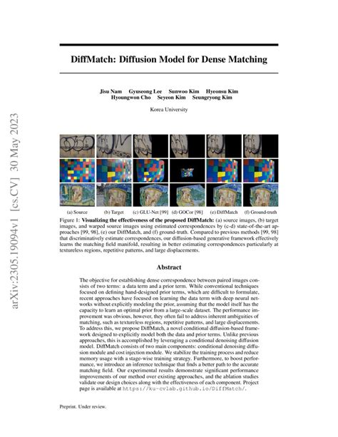 Diffmatch Diffusion Model For Dense Matching Deepai