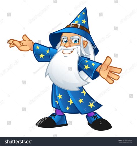 Wizard Wearing Hat Long Beard Vector Stock Vector Royalty Free