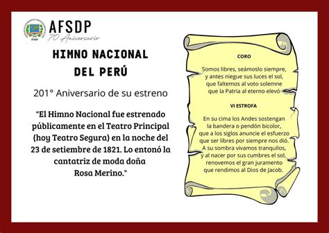 Afsdp 201° Aniversario Del Estreno Del Himno Nacional