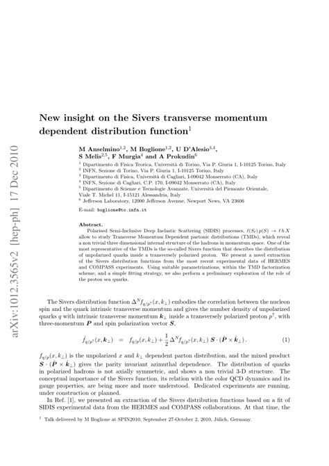 Pdf New Insight On The Sivers Transverse Momentum Dependent