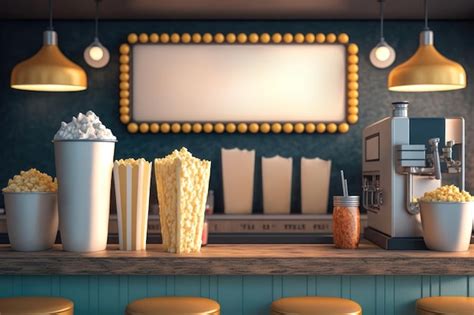 Premium Ai Image Cinema Snack Bar With Popcorn And Soft Drinks Ai