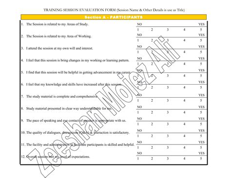 Training Session Evaluation Form Doc
