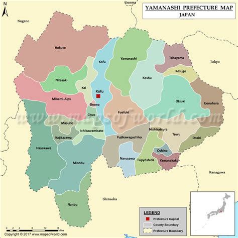 Yamanashi Prefecture Map Map Of Yamanashi Prefecture Japan