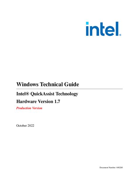 Fillable Online Windows Technical Guide Intel Quickassist Technology