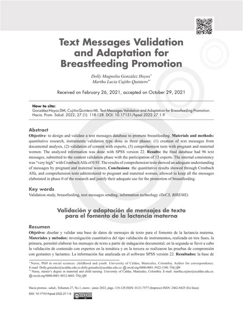pdf text messages validation and adaptation for breastfeeding promotion