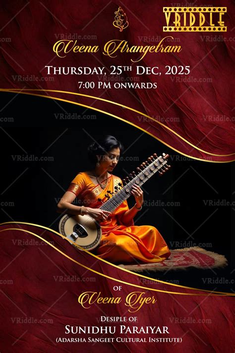 Elegant Veena Arangetram Invitation With Classical Design Seemymarriage