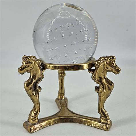 Ornate Brass Orb Sphere Candle Holder Base Stand W Glass Paperweight Etsy