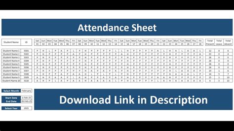 fully automatic attendance sheet inside excel youtube