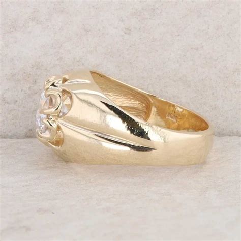10k Yellow Gold Mens Round Cubic Zirconia Ring Gem