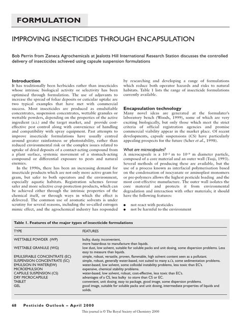 Zeon Technology Improving Insecticide Thru Encapsulation Pdf