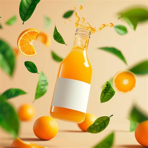 Premium Photo Bottle Of Orange Juice With Orange Tree Leaves