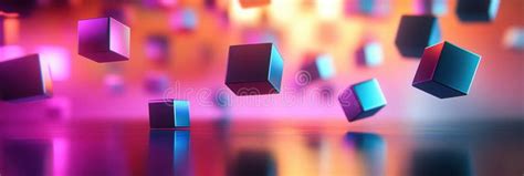 Futuristic Minimalistic Background Featuring Floating Colorful 3d Cubes With Soft Reflections
