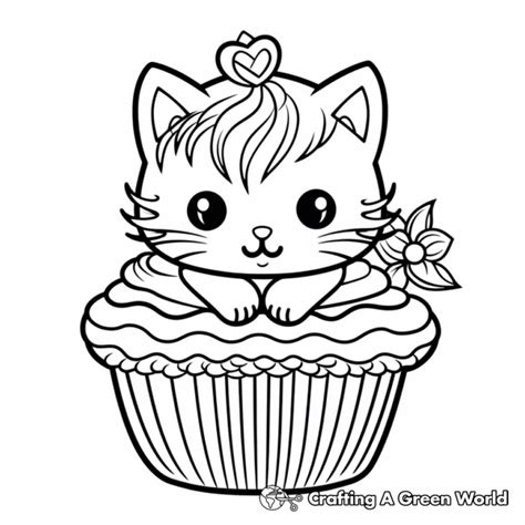 Cupcake Cat Coloring Pages