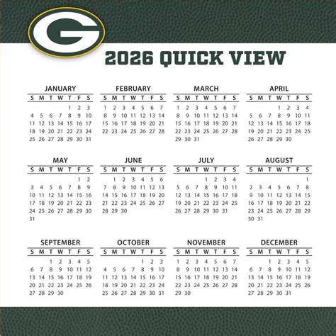 Green Bay Packers Schedule 2026 Printable Free Printable Schedule 2026