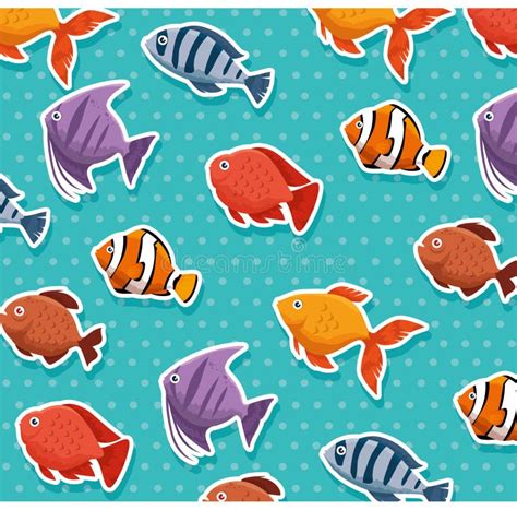Cute Ornamental Fish Pattern Background Stock Illustration