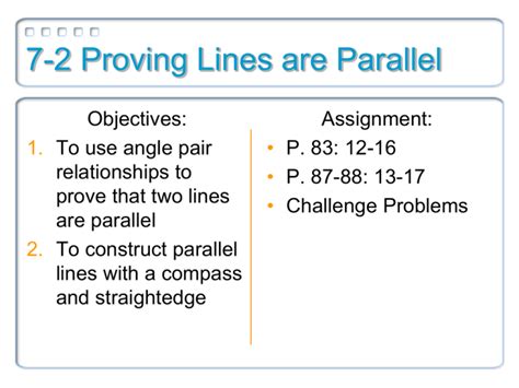 Proving Lines Parallel Geometry Concepts And Constructions
