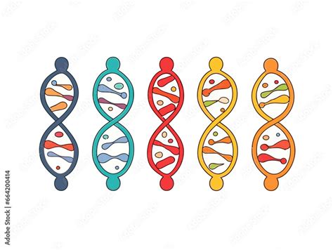 Doodle Genetic Sequence Cartoon Sticker Sketch Vector Illustration Minimalistic Stock