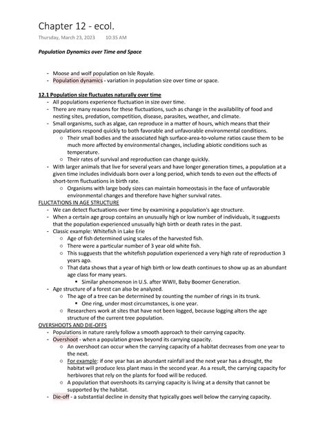 Population Dynamics Over Time And Space Population Dynamics