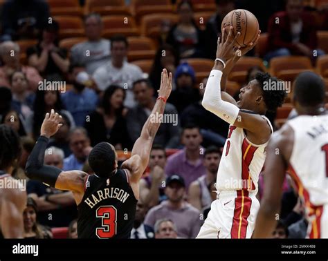 Miami Heat Guard Josh Richardson Right Shoots As Chicago Bulls Guard